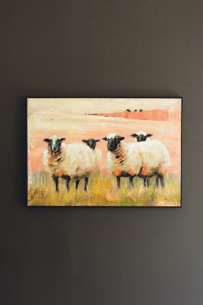 framed sheep painting