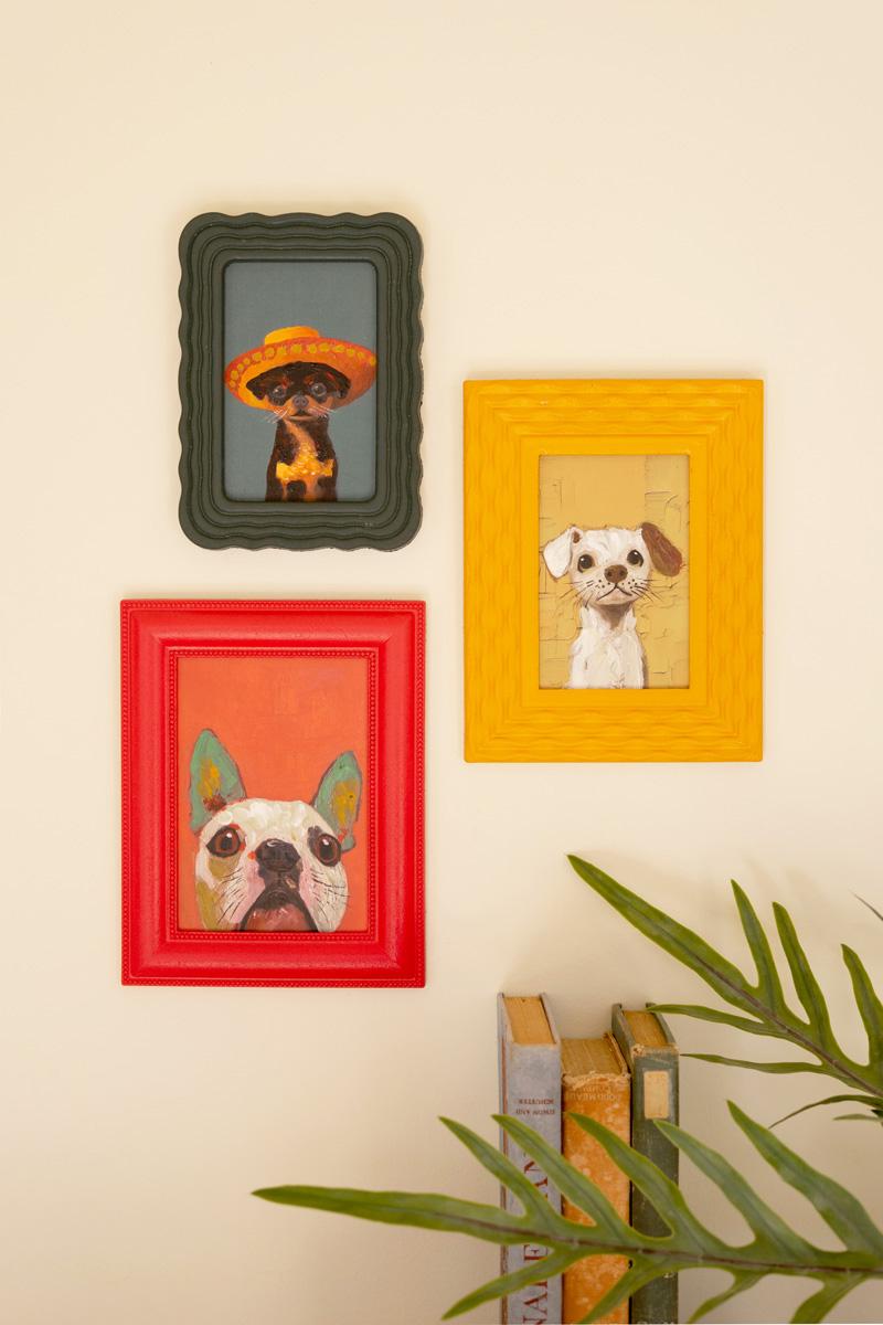 set of 3 dog paintings