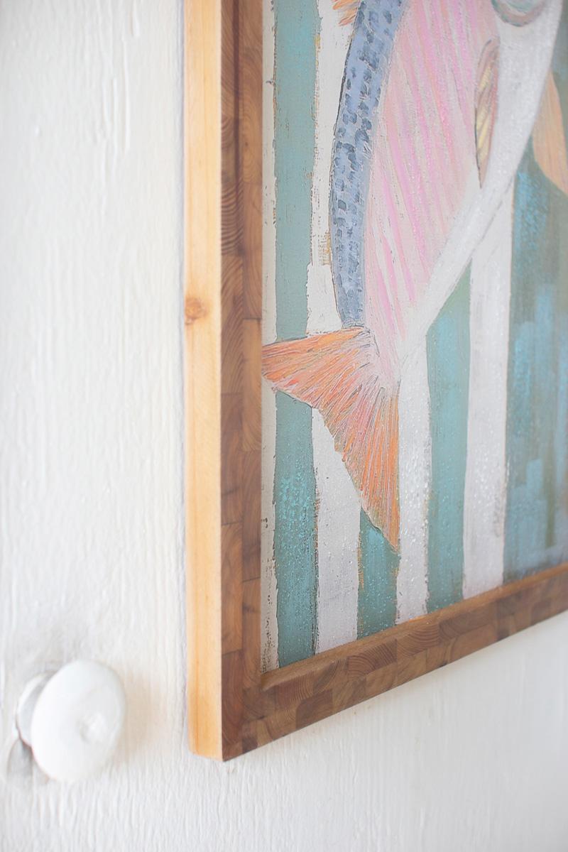 set of 2 framed fish paintings