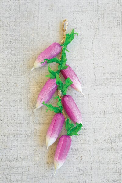 string of artificial radishes