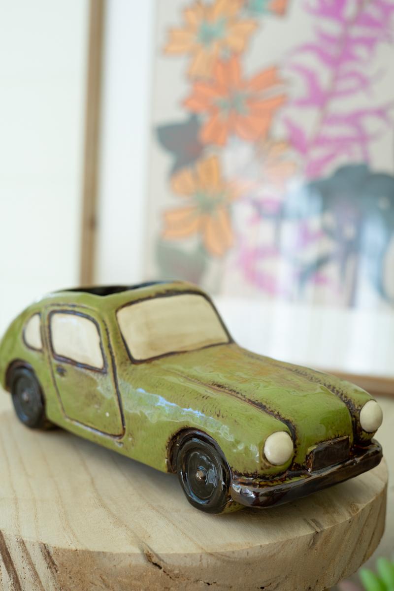 set of 3 ceramic cars planters