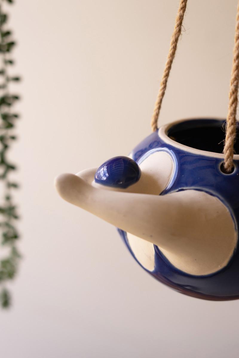 set of 2 hanging ceramic swimmers planters