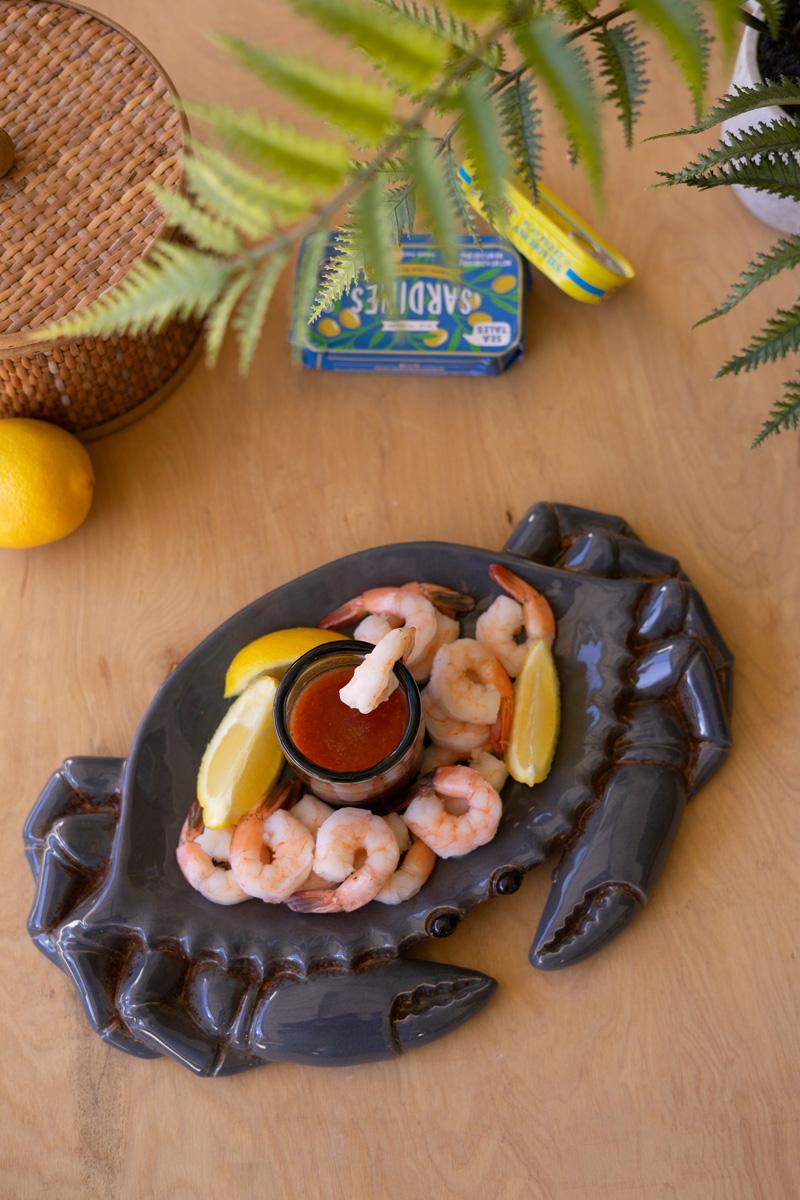 ceramic blue crab platter