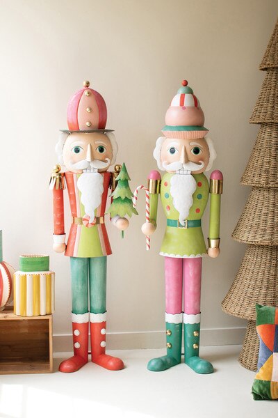 set of 2 life-sizepainted metal nutcrackers