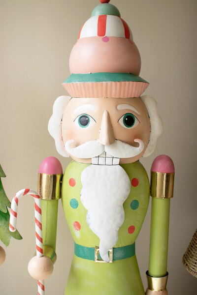 set of 2 life-sizepainted metal nutcrackers