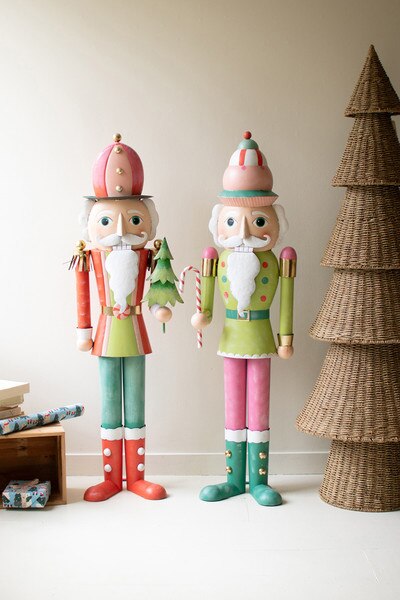 set of 2 life-sizepainted metal nutcrackers