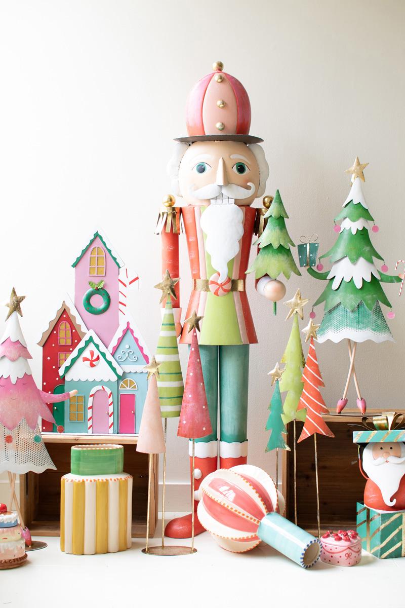 set of 2 life-sizepainted metal nutcrackers