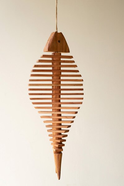 hanging wooden fish decor