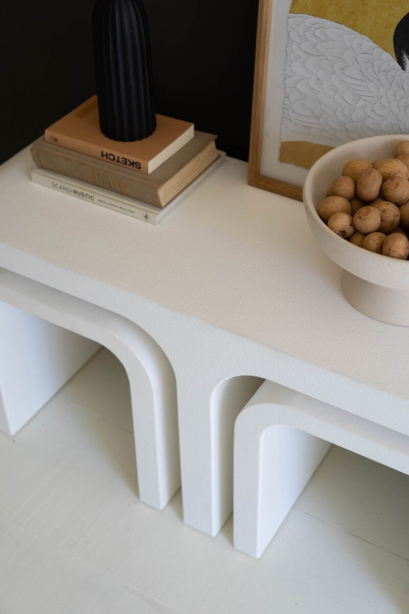 White Wood Rectangle Coffee Table with Nesting Accent Tables