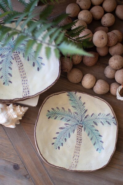 stoneware palm tree plate