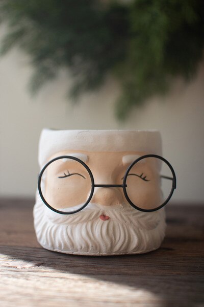 set of 2 concrete santa planters
