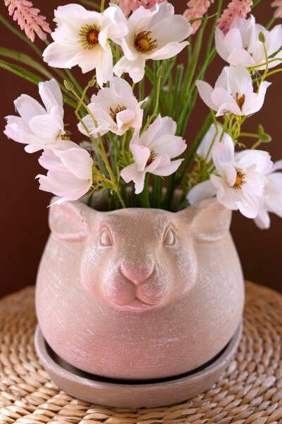 cement easter rabbit planter