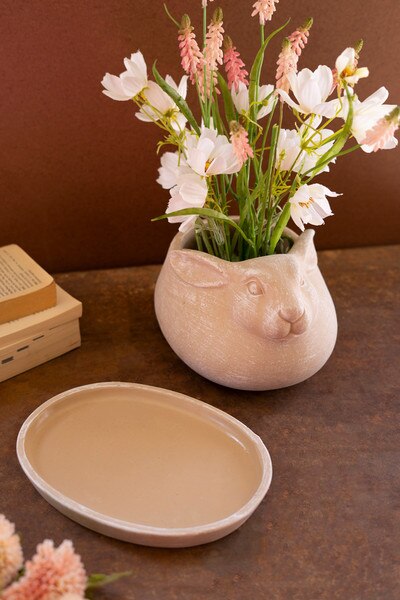 cement easter rabbit planter