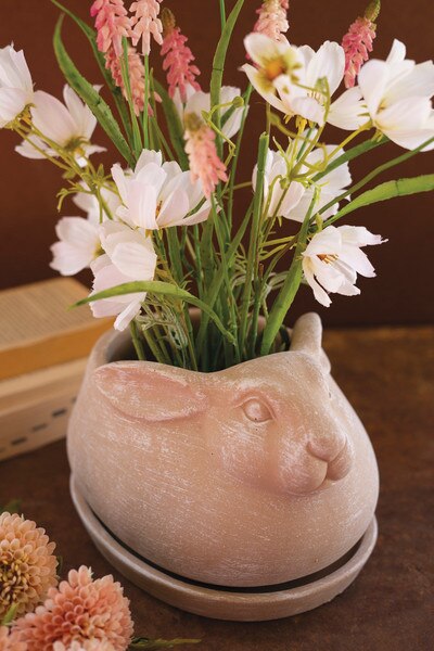 cement easter rabbit planter