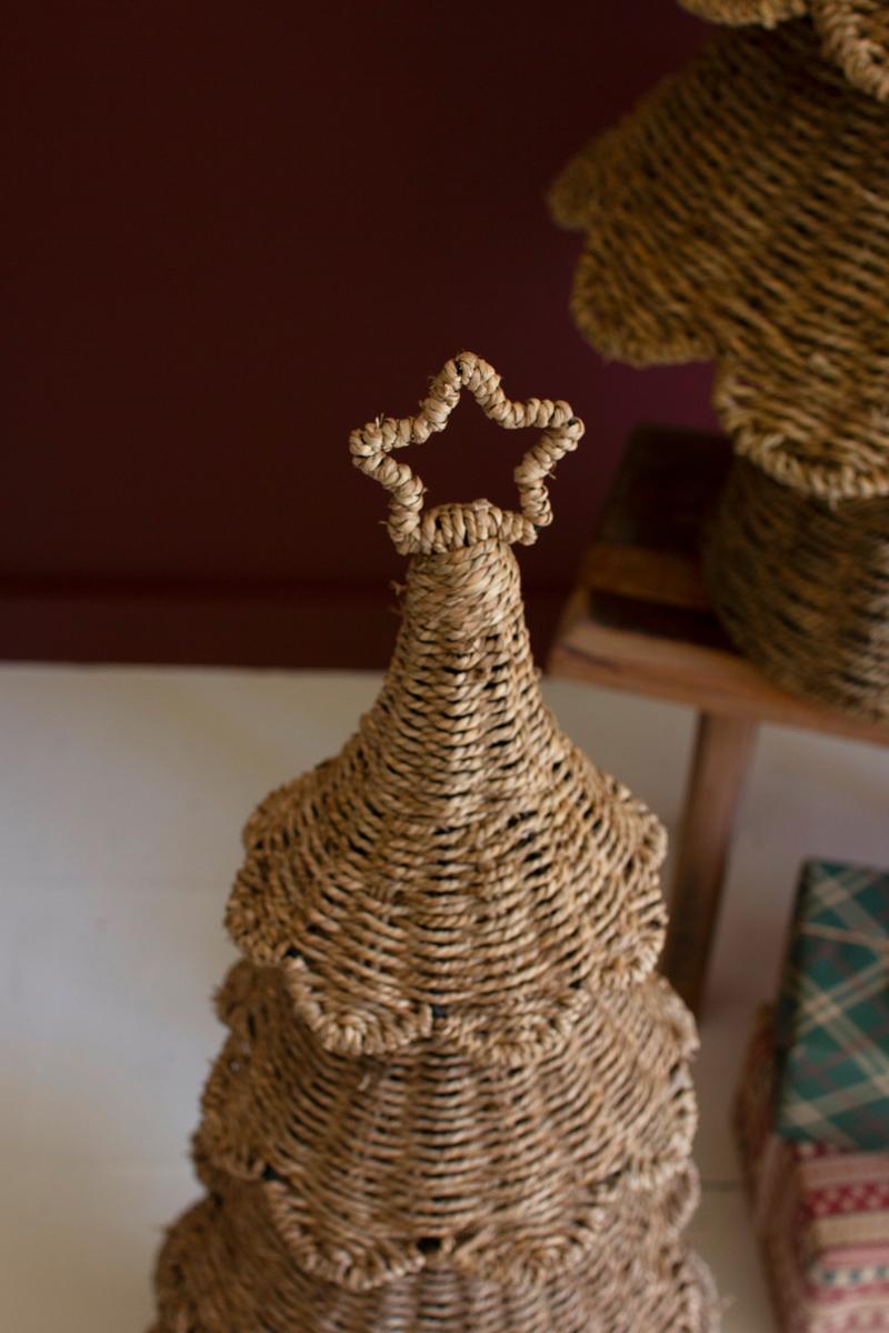 set of 2 woven vine christmas trees
