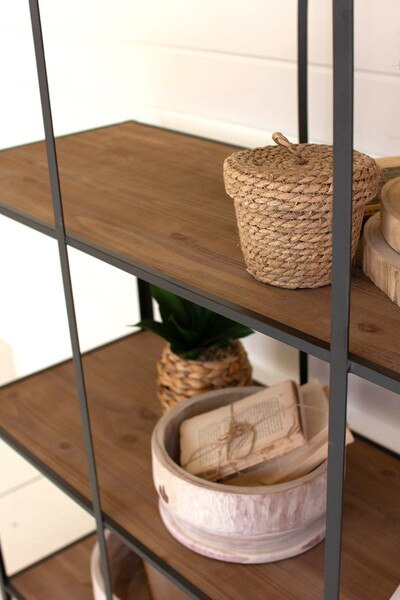 stair-step wood & metal display unit