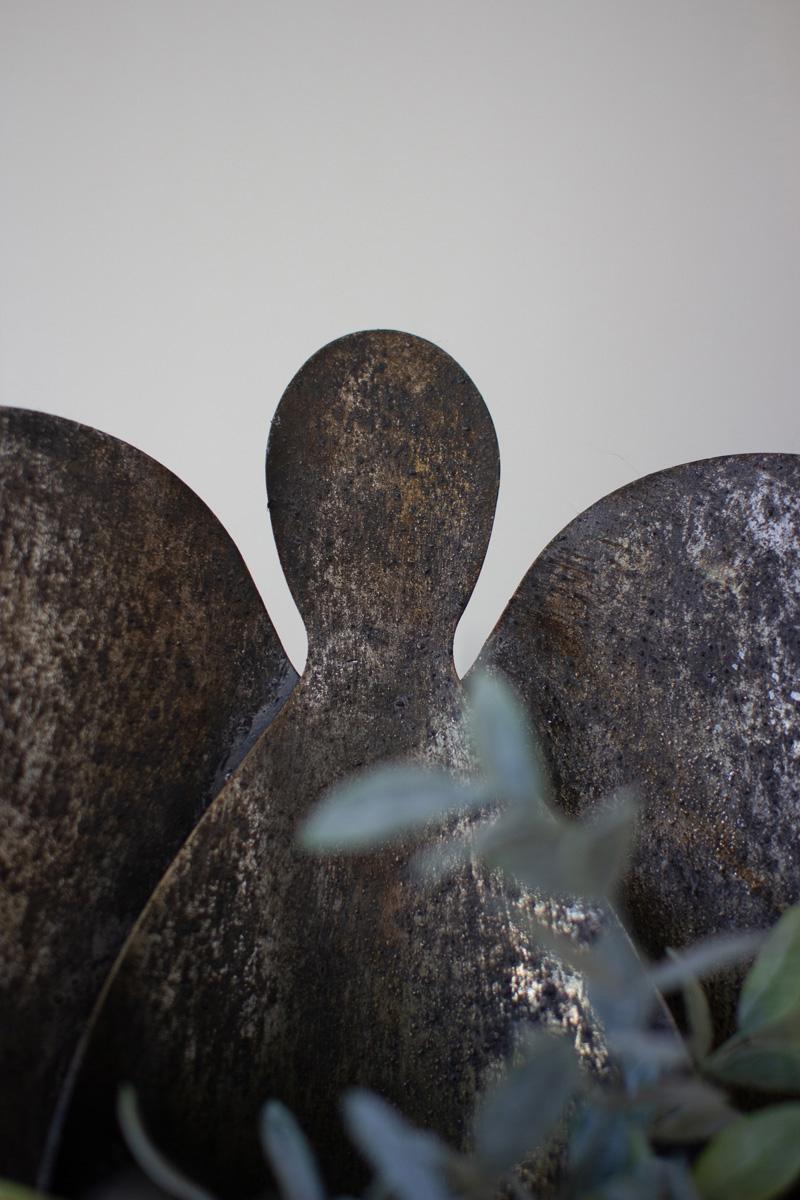 set of 2 rustic metal angel candle holders