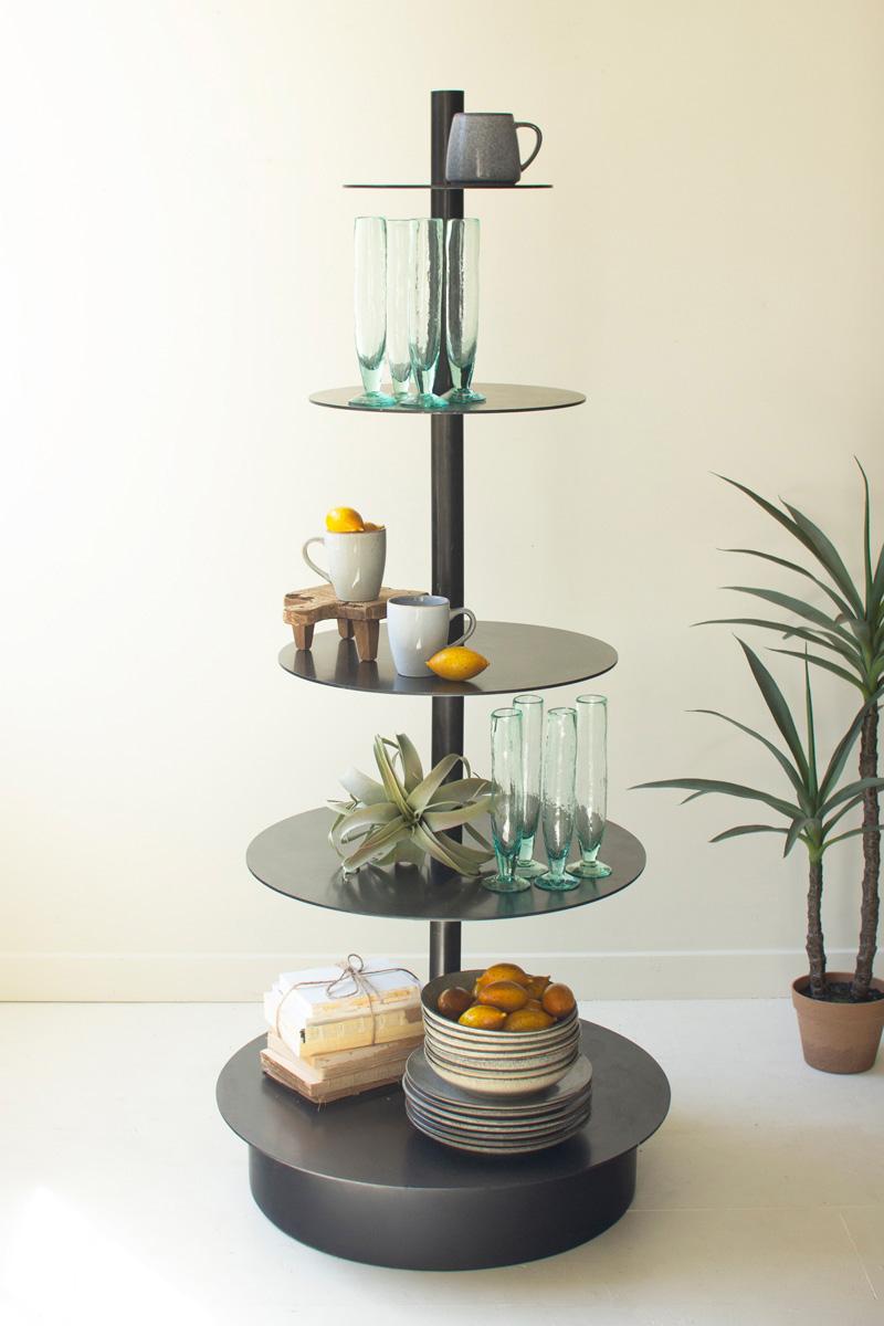 five-tiered round iron store display