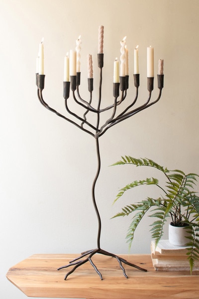 large forged-iron taper candelabra