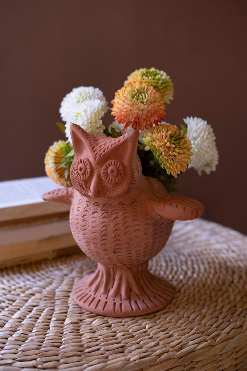 terracotta owl planter