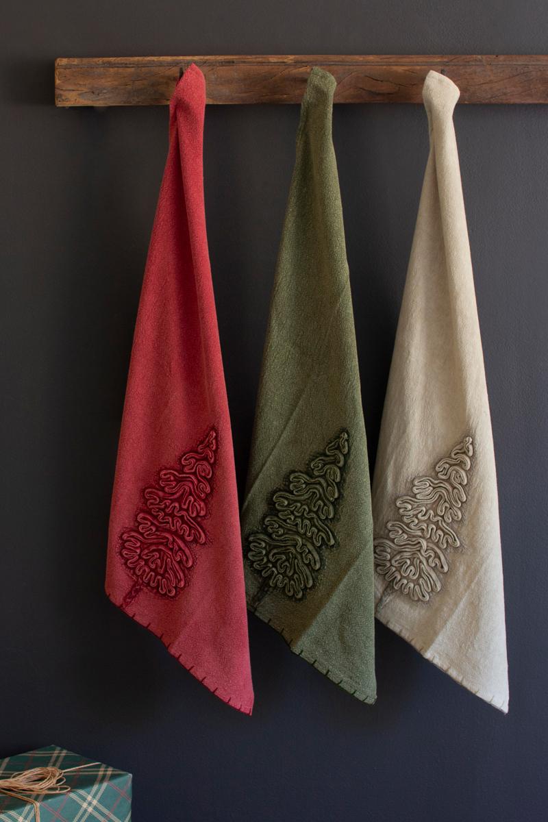 set of 3 christmas tree kitchen towels