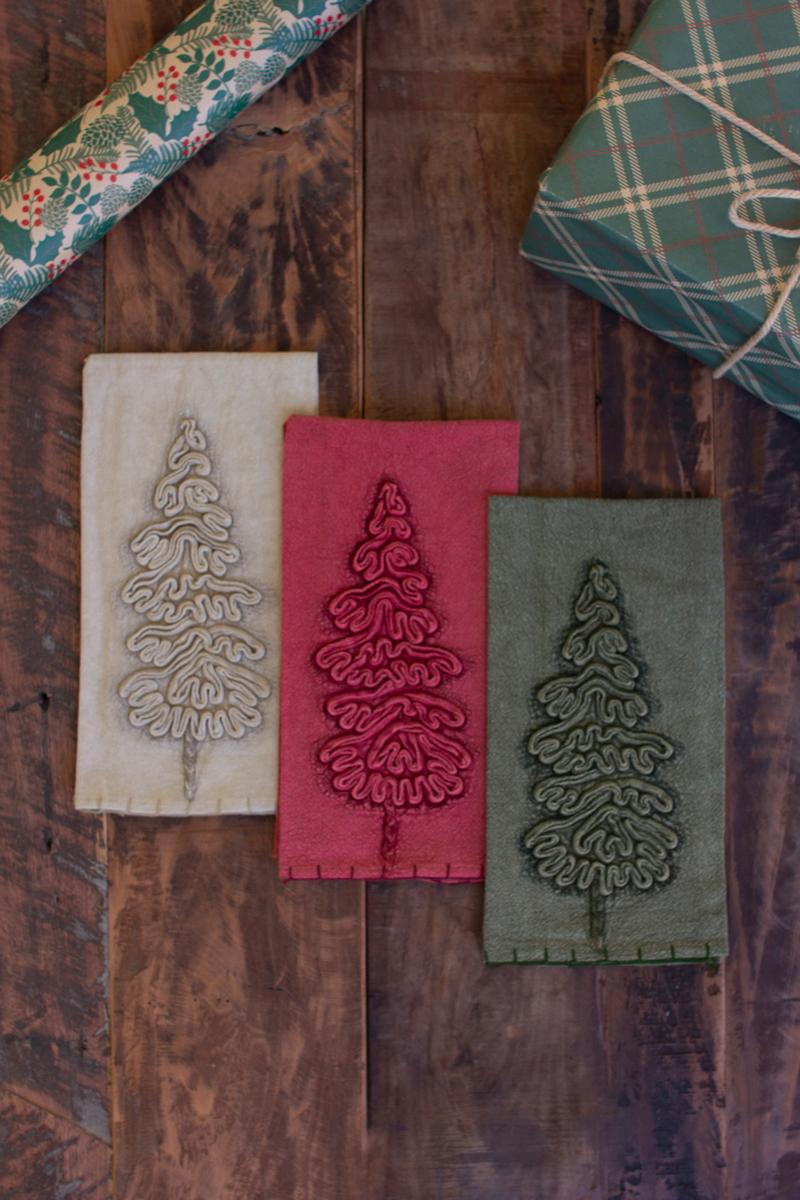 set of 3 christmas tree kitchen towels