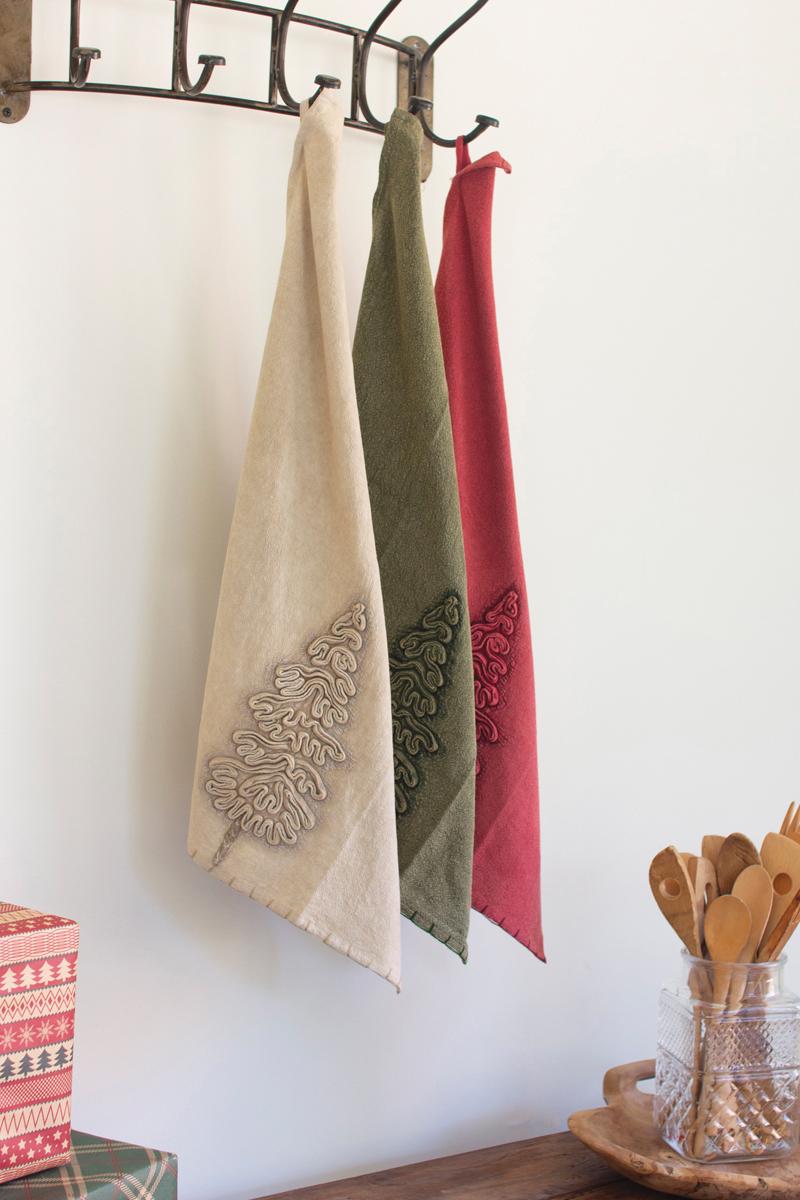 set of 3 christmas tree kitchen towels
